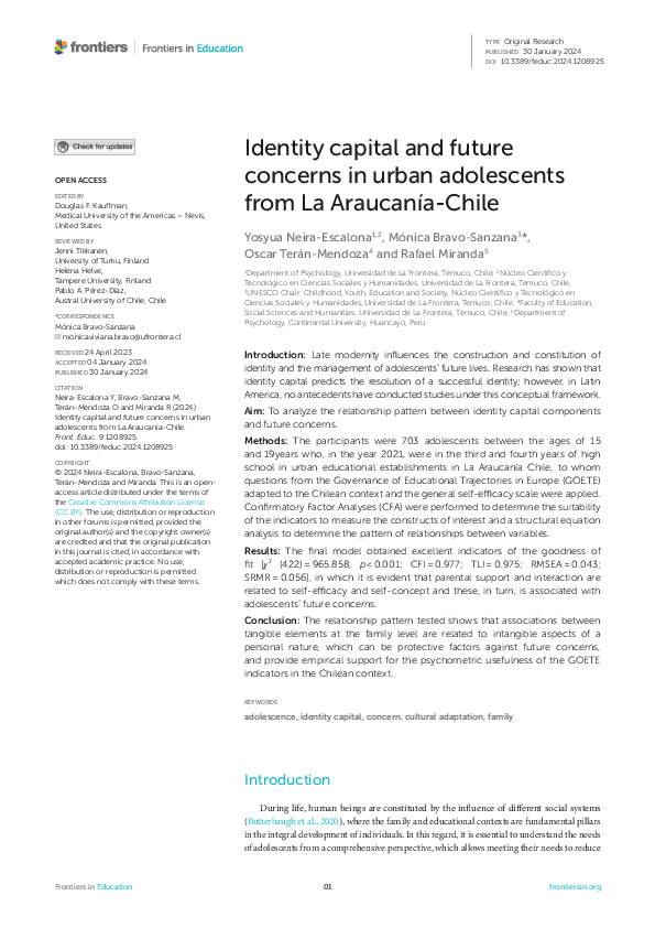 (PDF) Identity capital and future concerns in urban adolescents from La ...