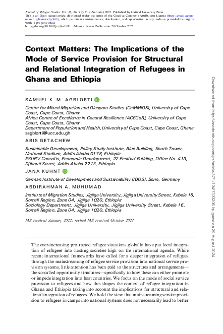 (PDF) Context Matters: The Implications of the Mode of Service Provision for Structural and ...
