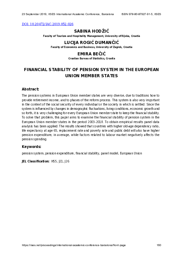 (PDF) Financial Stability of Pension System in the European Union ...