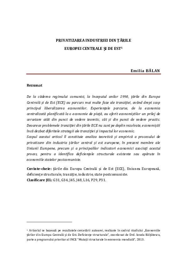(PDF) Privatization of Industry in Central and Eastern European Countries