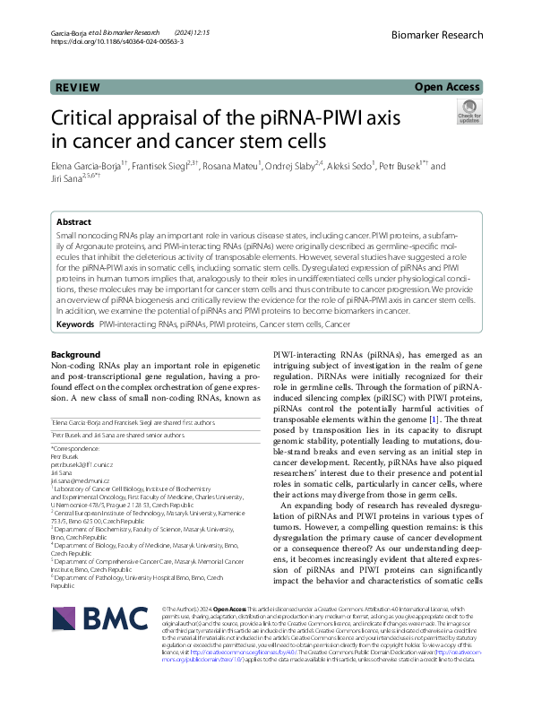 (PDF) Critical appraisal of the piRNA-PIWI axis in cancer and cancer ...