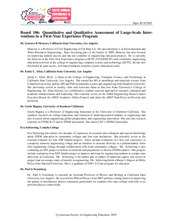 (PDF) Board 106: Quantitative and Qualitative Assessment of Large-scale ...