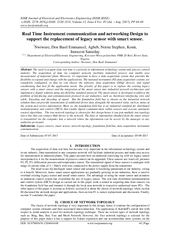 (PDF) Real Time Instrument communication and networking Design to ...