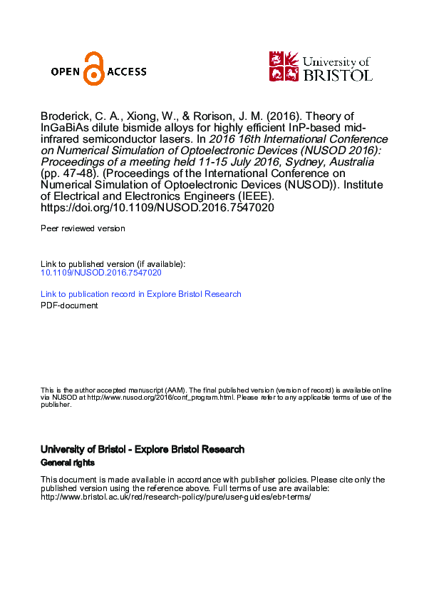 (PDF) Theory of InGaBiAs dilute bismide alloys for highly efficient InP ...