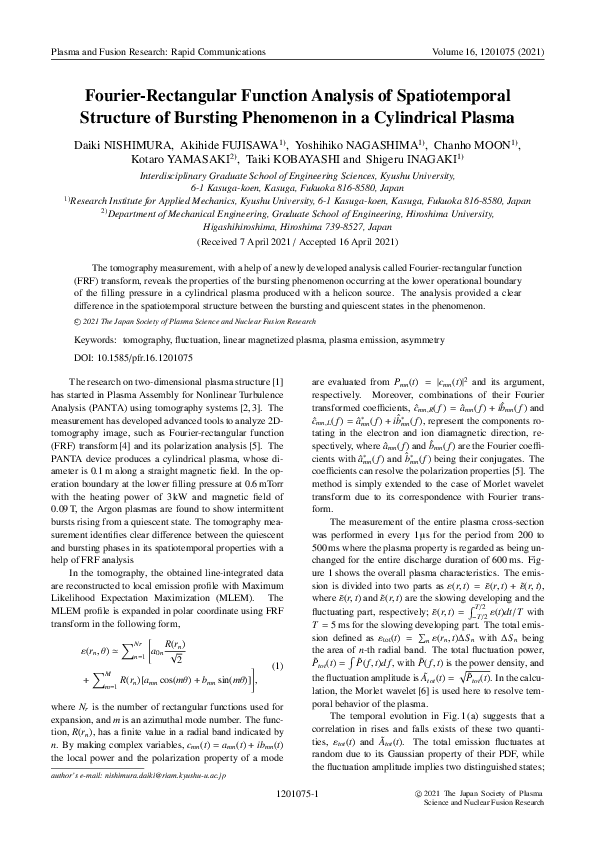 (PDF) Fourier-Rectangular Function Analysis of Spatiotemporal Structure of Bursting Phenomenon ...