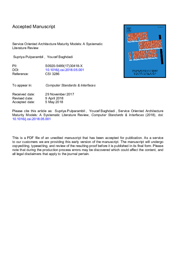 Pdf Service Oriented Architecture Maturity Models A Systematic Literature Review