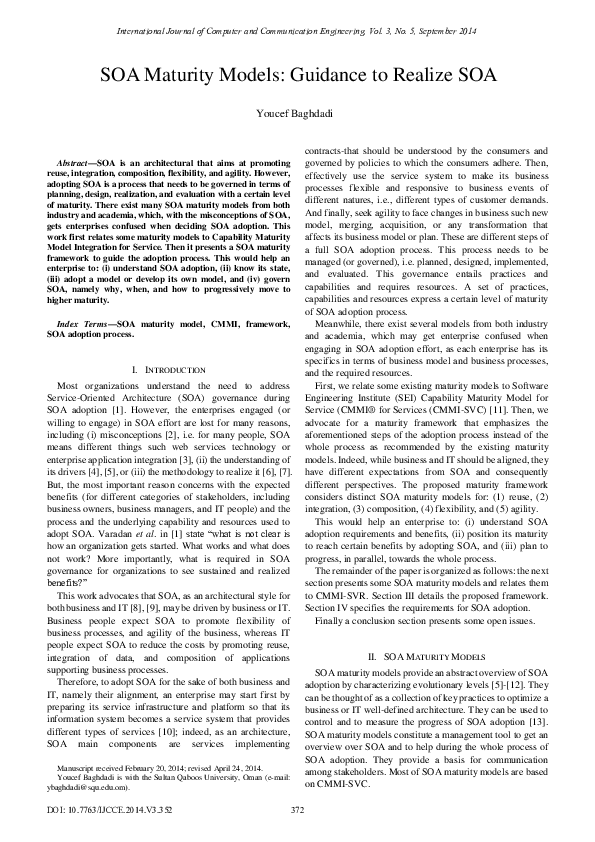 (PDF) SOA Maturity Models: Guidance to Realize SOA