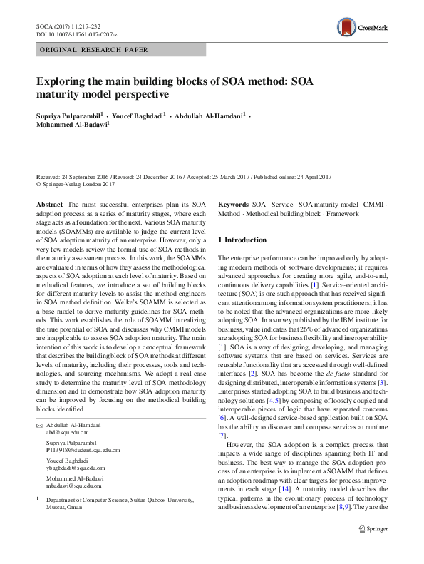 (PDF) Exploring the main building blocks of SOA method: SOA maturity ...
