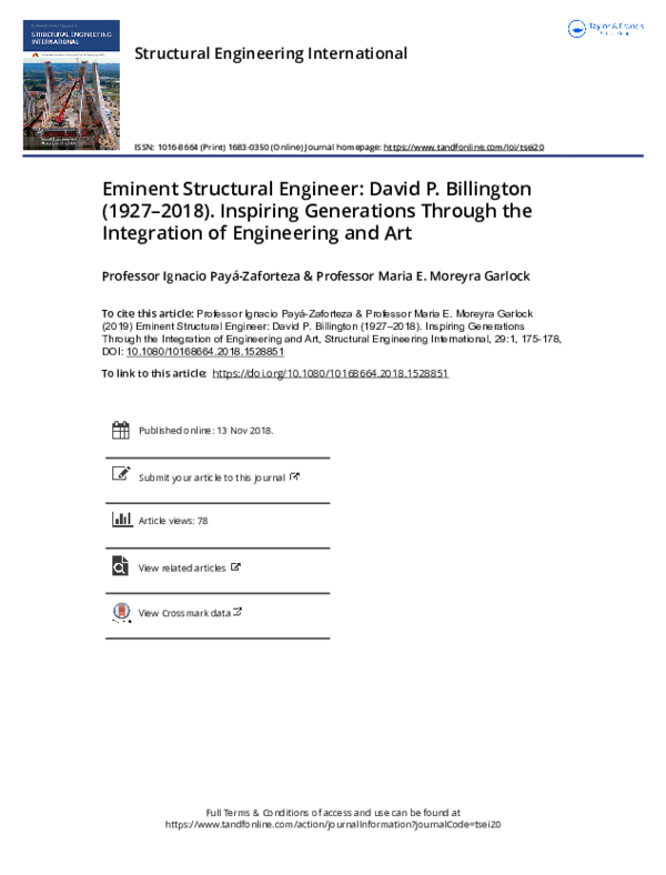 (PDF) Eminent Structural Engineer: David P. Billington (1927–2018 ...