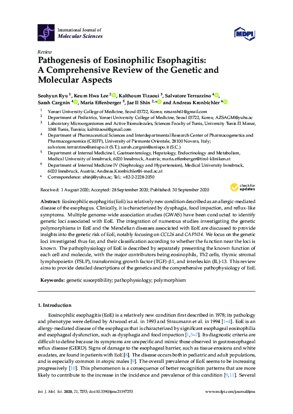 (PDF) Pathogenesis of Eosinophilic Esophagitis: A Comprehensive Review ...