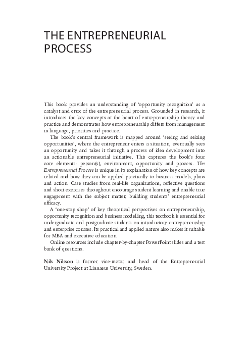 (PDF) The Entrepreneurial Process