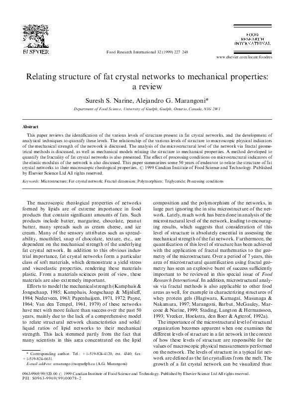 (PDF) Relating structure of fat crystal networks to mechanical properties