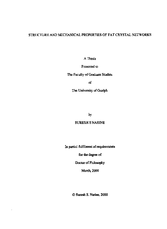 (PDF) Structure and Mechanical Properties of Fat Crystal Networks ...