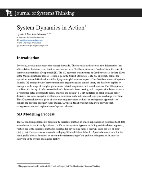 (PDF) System Dynamics in Action