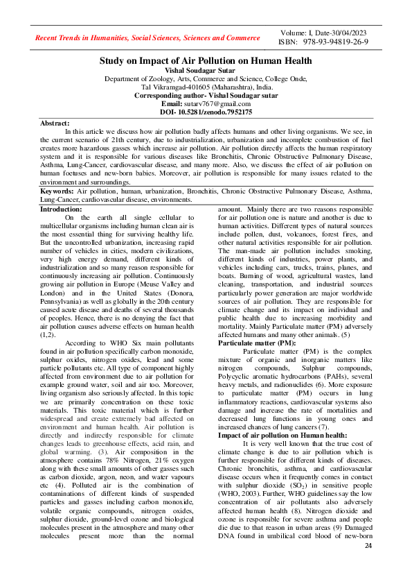 (PDF) Study on Impact of Air Pollution on Human Health