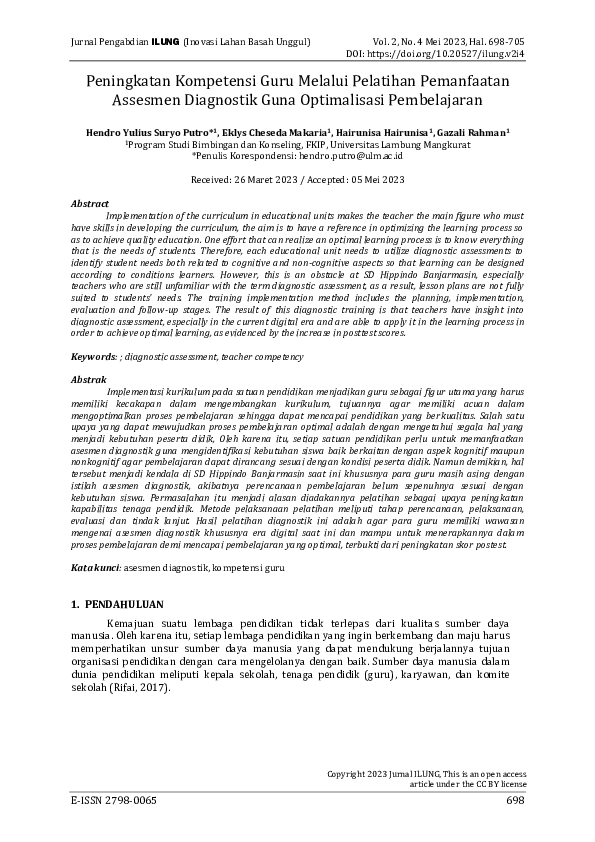 (PDF) Peningkatan Kompetensi Guru Melalui Pelatihan Pemanfaatan Assesmen Diagnostik Guna ...