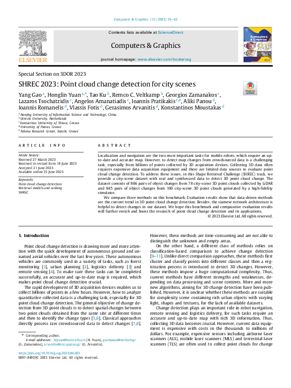(PDF) SHREC 2023: Point cloud change detection for city scenes