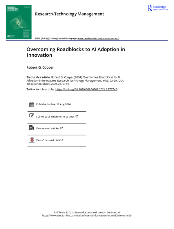 (PDF) Overcoming Roadblocks to AI Adoption in Innovation RTM 2024