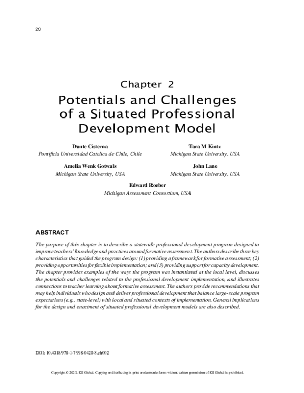 (PDF) Potentials and Challenges of a Situated Professional Development ...