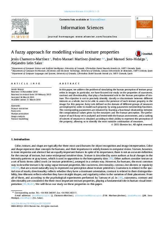 (PDF) A fuzzy approach for modelling visual texture properties