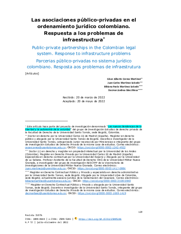 (PDF) asociaciones público-privadas en el ordenamiento jurídico colombiano. Respuesta a los ...