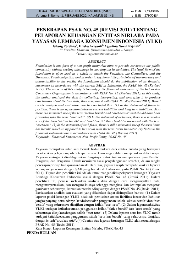 (PDF) Penerapan Psak No. 45 (Revisi 2011) Tentang Pelaporan Keuangan ...