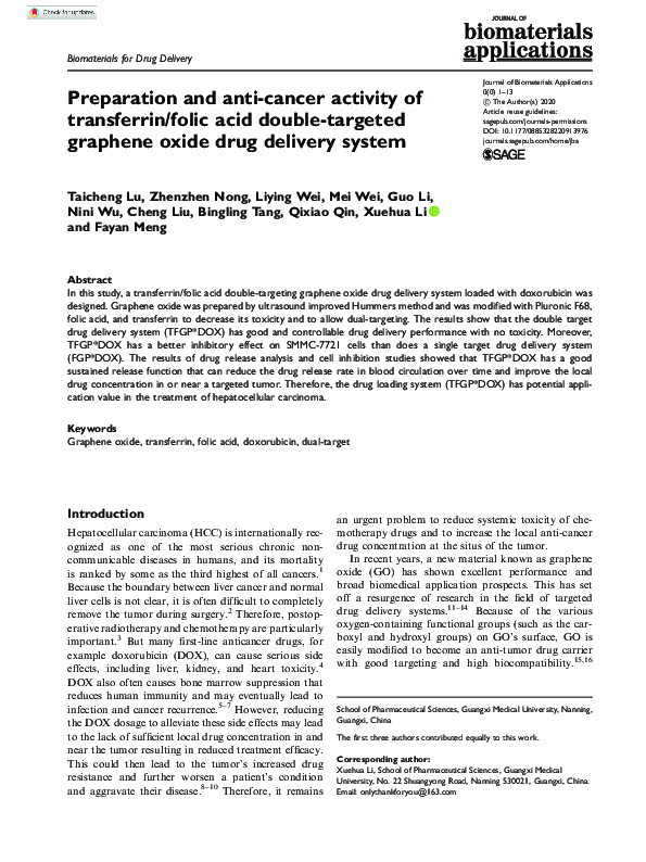 (PDF) Preparation and anti-cancer activity of transferrin/folic acid ...