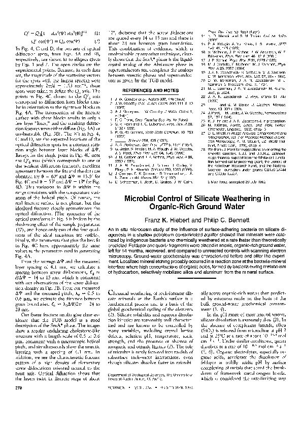 (PDF) Microbial Control of Silicate Weathering in Organic-Rich Ground Water