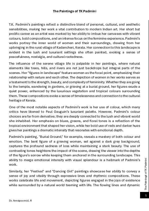 (PDF) The Paintings of TK Padmini