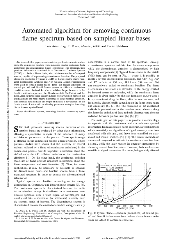 (PDF) Automated Algorithm For Removing Continuous Flame Spectrum Based On Sampled Linear Bases