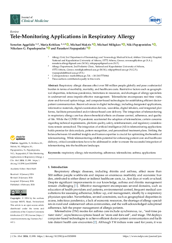 (PDF) Tele-Monitoring Applications in Respiratory Allergy