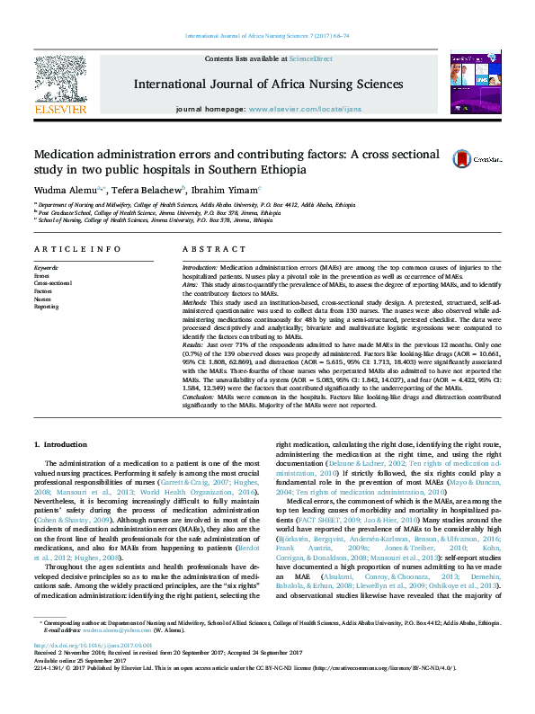 (PDF) Medication administration errors and contributing factors: A ...