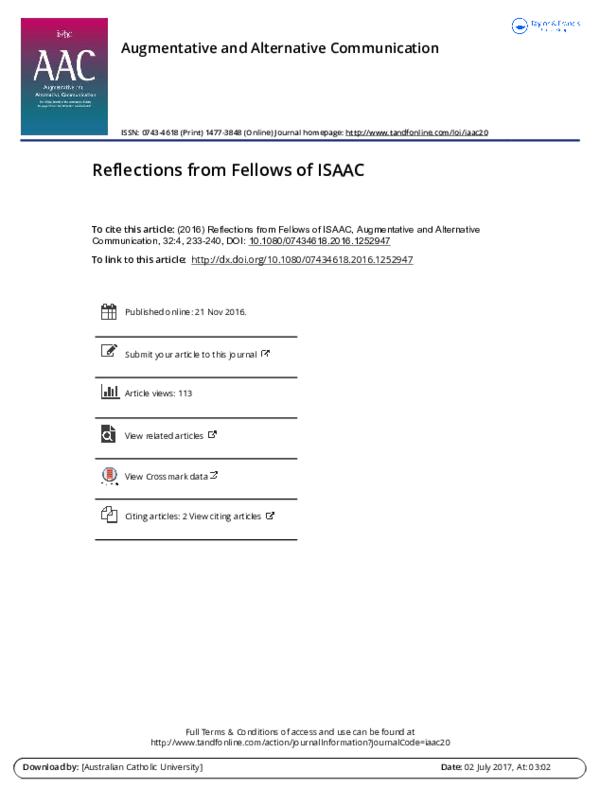 (PDF) Reflections from Fellows of ISAAC