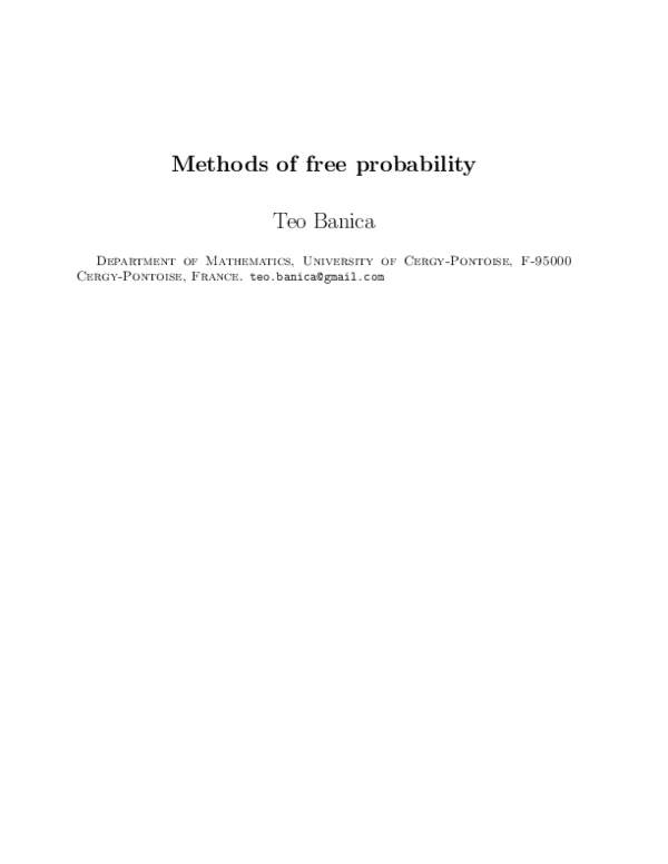 (PDF) Methods of free probability