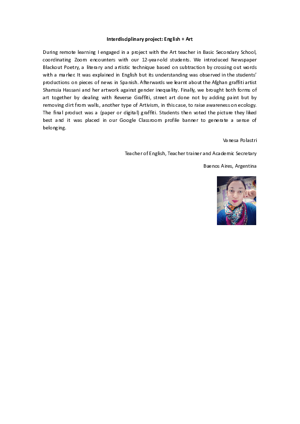 (PDF) An interdisciplinary Project: English & Art