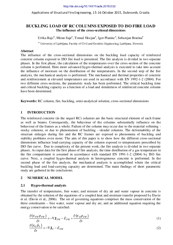 (PDF) BUCKLING LOAD OF RC COLUMNS EXPOSED TO ISO FIRE LOAD, The ...