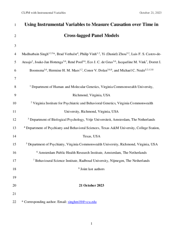 (PDF) Integrating Cross-Lagged Panel Models with Instrumental Variables to Extend the Temporal ...