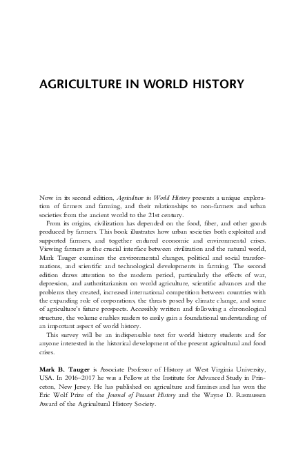 (PDF) Agriculture in World History