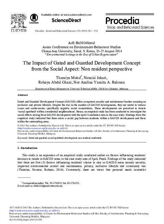 (PDF) The Impact of Gated and Guarded Development Concept from the ...