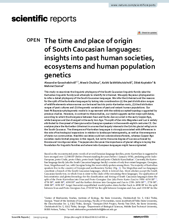 (PDF) The time and place of origin of South Caucasian languages ...