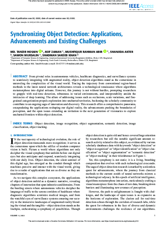 Pdf Synchronizing Object Detection Applications Advancements And Existing Challenges