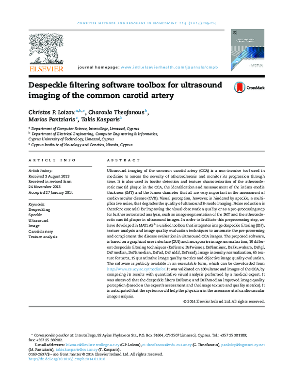(PDF) Despeckle filtering software toolbox for ultrasound imaging of ...