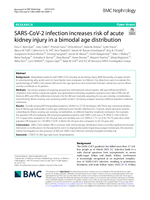 (PDF) SARS-CoV-2 infection increases risk of acute kidney injury in a ...