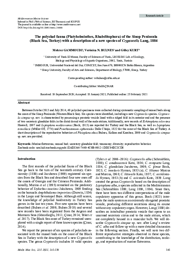 (PDF) The polyclad fauna (Platyhelminthes, Rhabditophora) of the Sinop ...