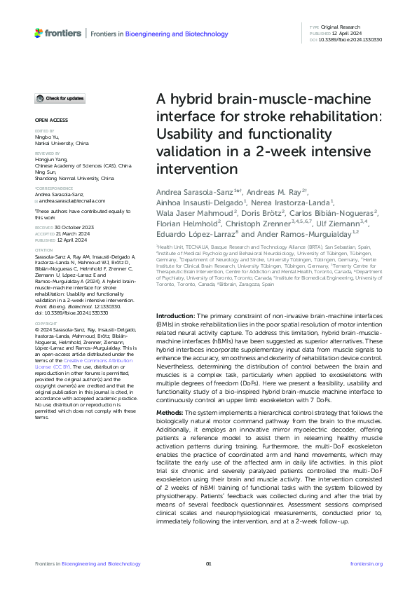 (PDF) A hybrid brain-muscle-machine interface for stroke rehabilitation ...