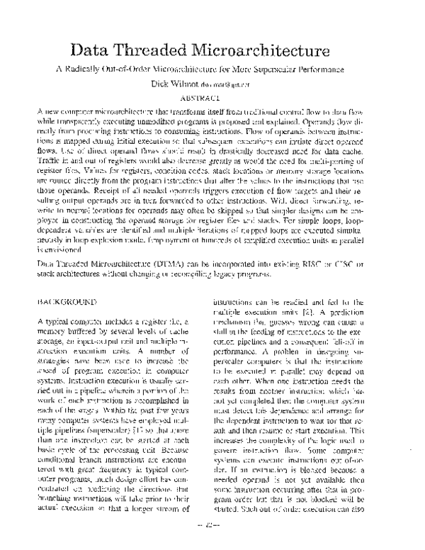 (PDF) Data threaded microarchitecture