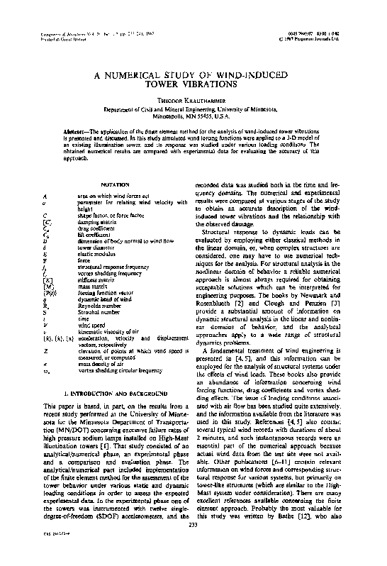 (PDF) A numerical study of wind-induced tower vibrations