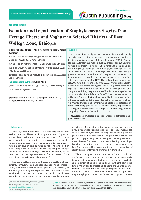 (PDF) Isolation and Identification of Staphylococcus Species from ...