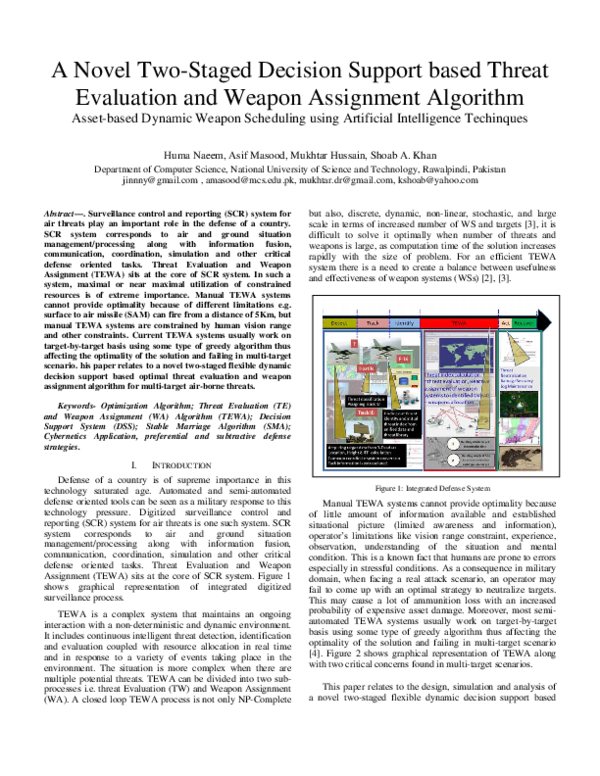 Pdf A Novel Two Staged Decision Support Based Threat Evaluation And 2119