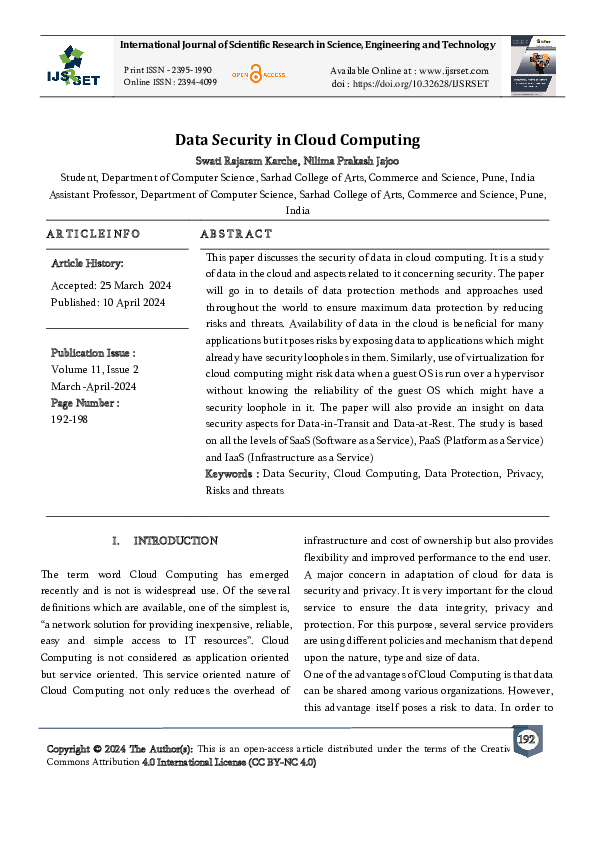 (PDF) Data Security in Cloud Computing